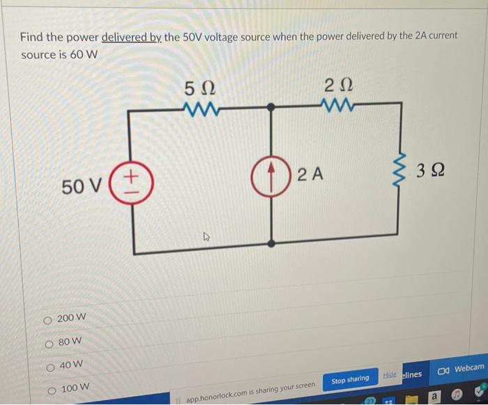 Solved Find the power delivered by the 50 V voltage source | Chegg.com