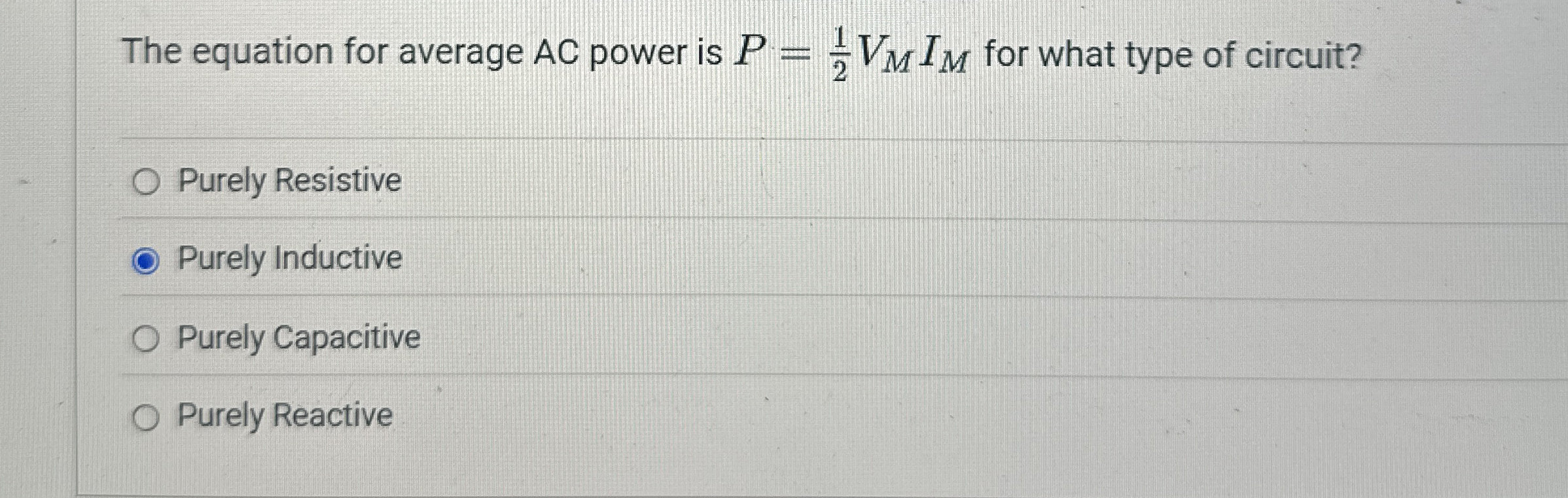 Solved The equation for average AC power is P=12VMIM ﻿for | Chegg.com