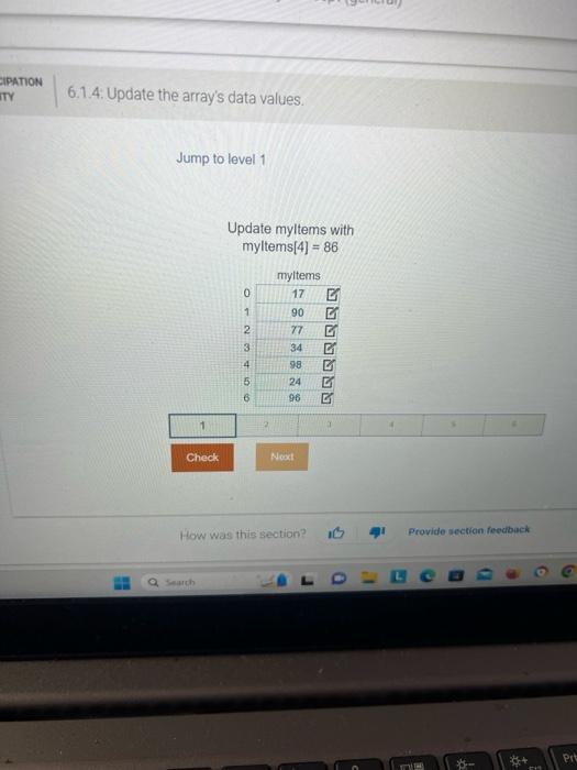 Solved 6.1.4: Update the array's data values. Jump to level | Chegg.com