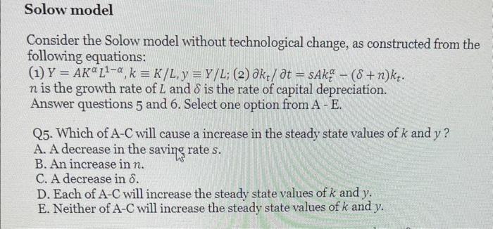Solved Consider the Solow model without technological | Chegg.com