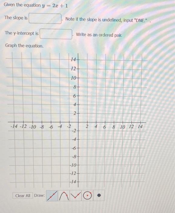 Solved Given the equation y=2x+1 The slope is Note if the | Chegg.com