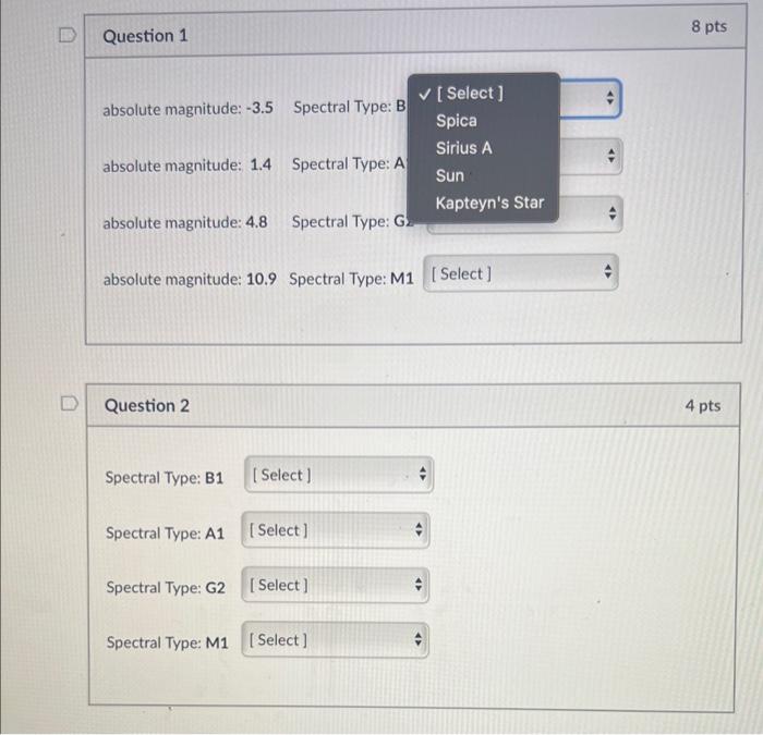 Solved absolute magnitude: -3.5 Spectral Type: B absolute | Chegg.com