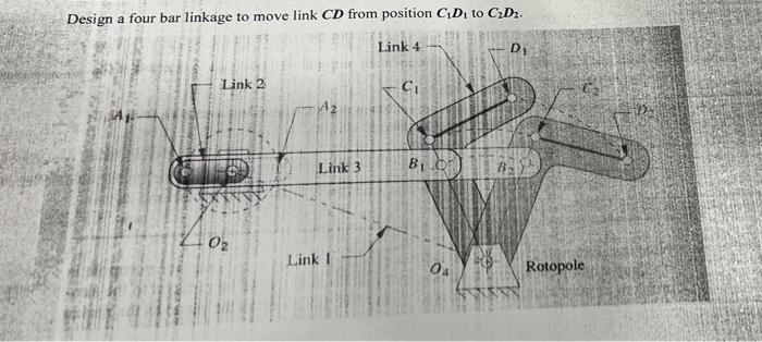 Solved Design a four bar linkage to move link CD from | Chegg.com