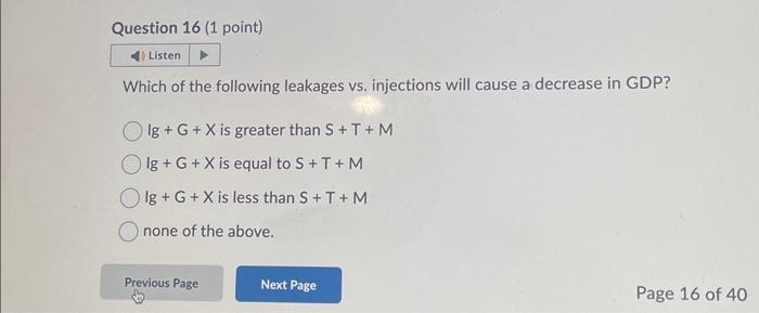Solved Which of the following leakages vs. injections will | Chegg.com