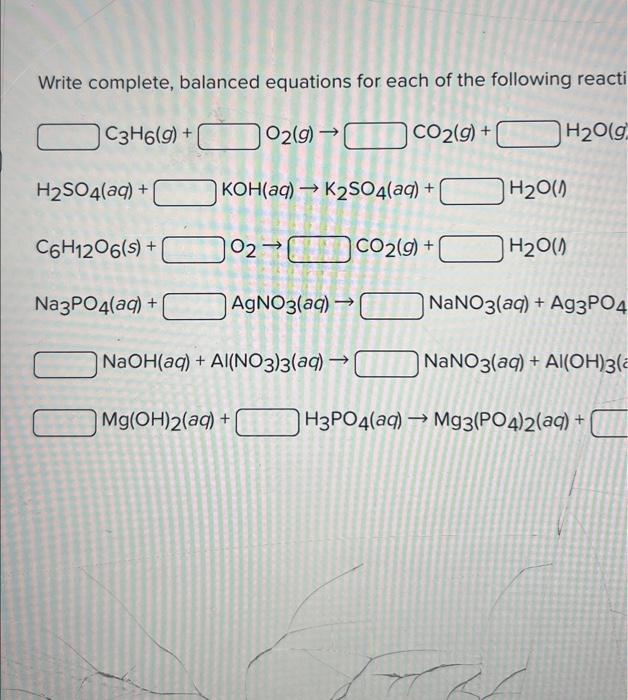 Solved Write complete, balanced equations for each of the | Chegg.com