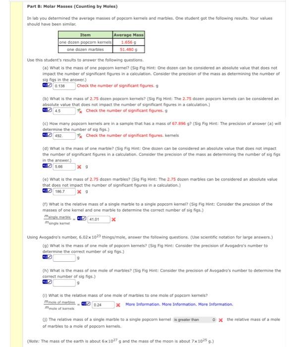 Solved 1 0.138 Part B: Molar Masses (Counting by Moles) In | Chegg.com