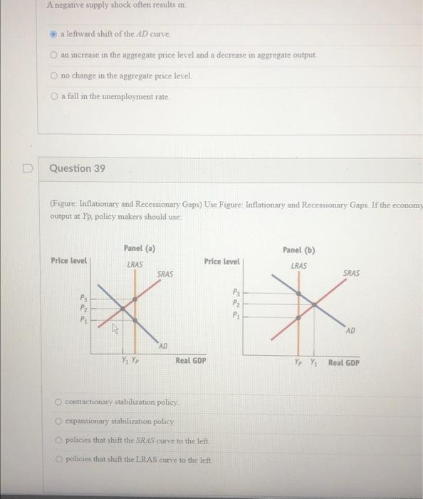 Solved A negative supply shock often results in a leftward | Chegg.com