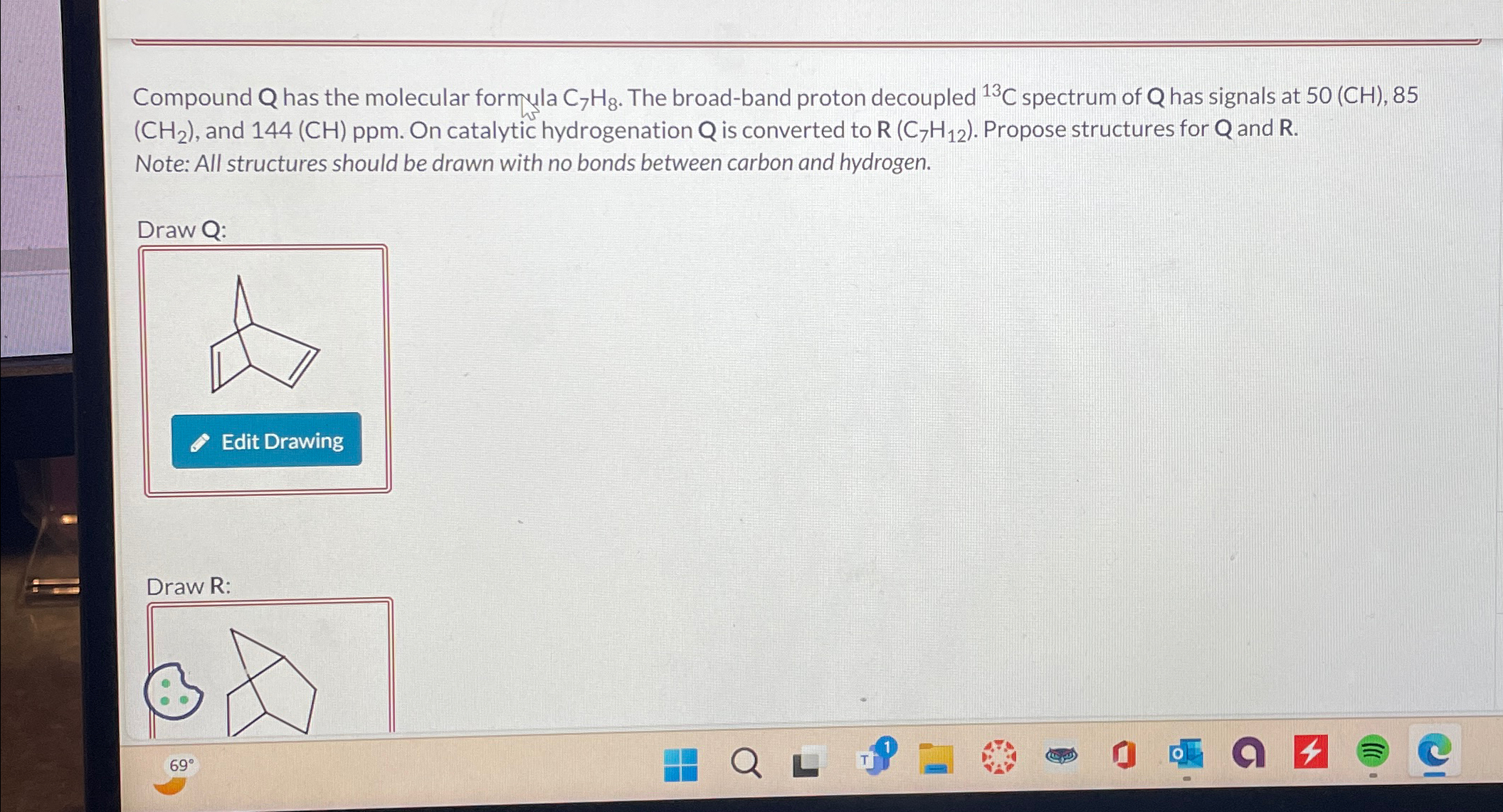 Solved Compound Q ﻿has the molecular formula C7H8. ﻿The | Chegg.com