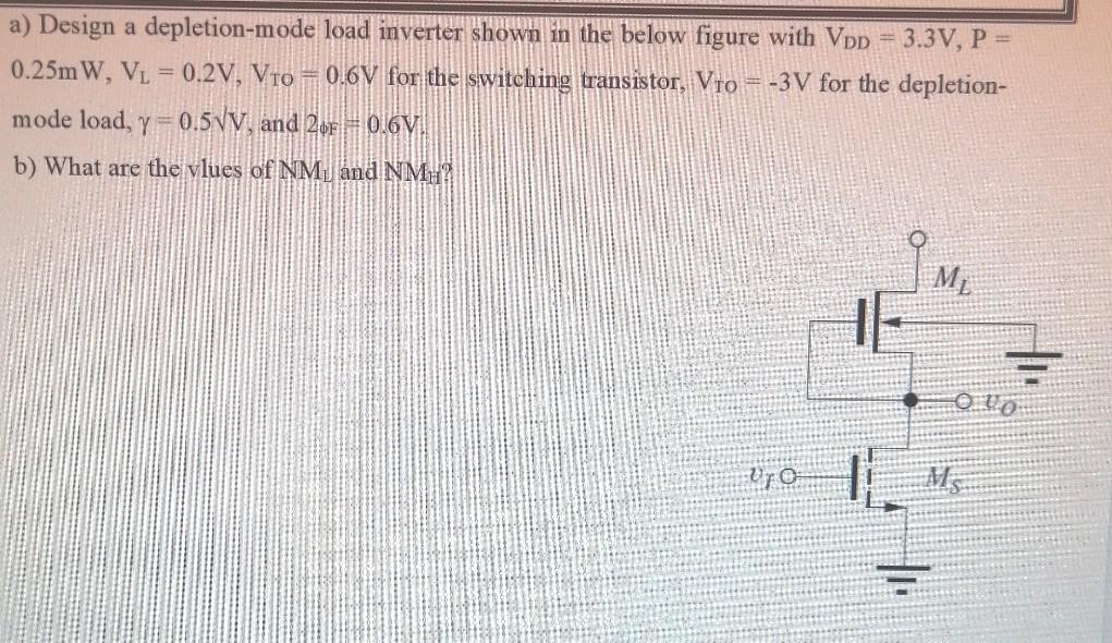 Solved a) Design a depletion-mode load inverter shown in the | Chegg.com