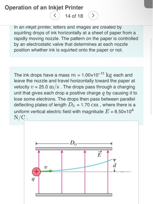 Solved Operation of an Inkjet Printer 14 of 18 In an inkjet | Chegg.com