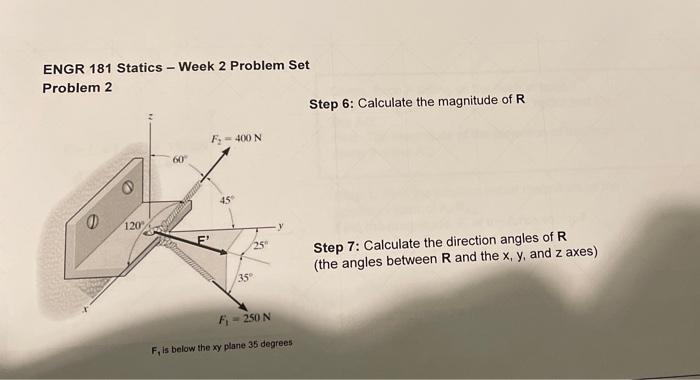 Solved ENGR 181 Statics - Week 2 Problem Set Problem 2 Step | Chegg.com