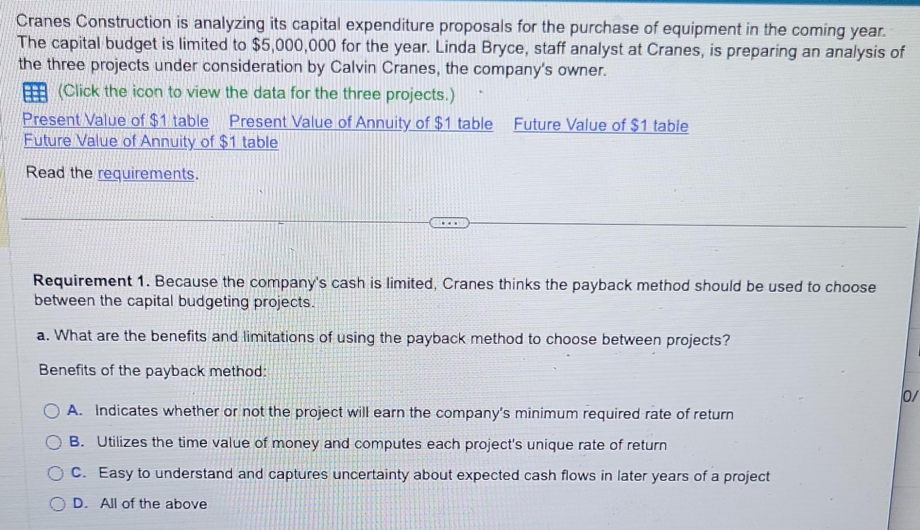 Solved Cranes Construction is analyzing its capital | Chegg.com