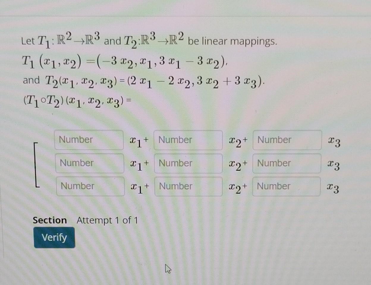Solved Let T1:R2→R3 and T2:R3→R2 be linear mappings. | Chegg.com