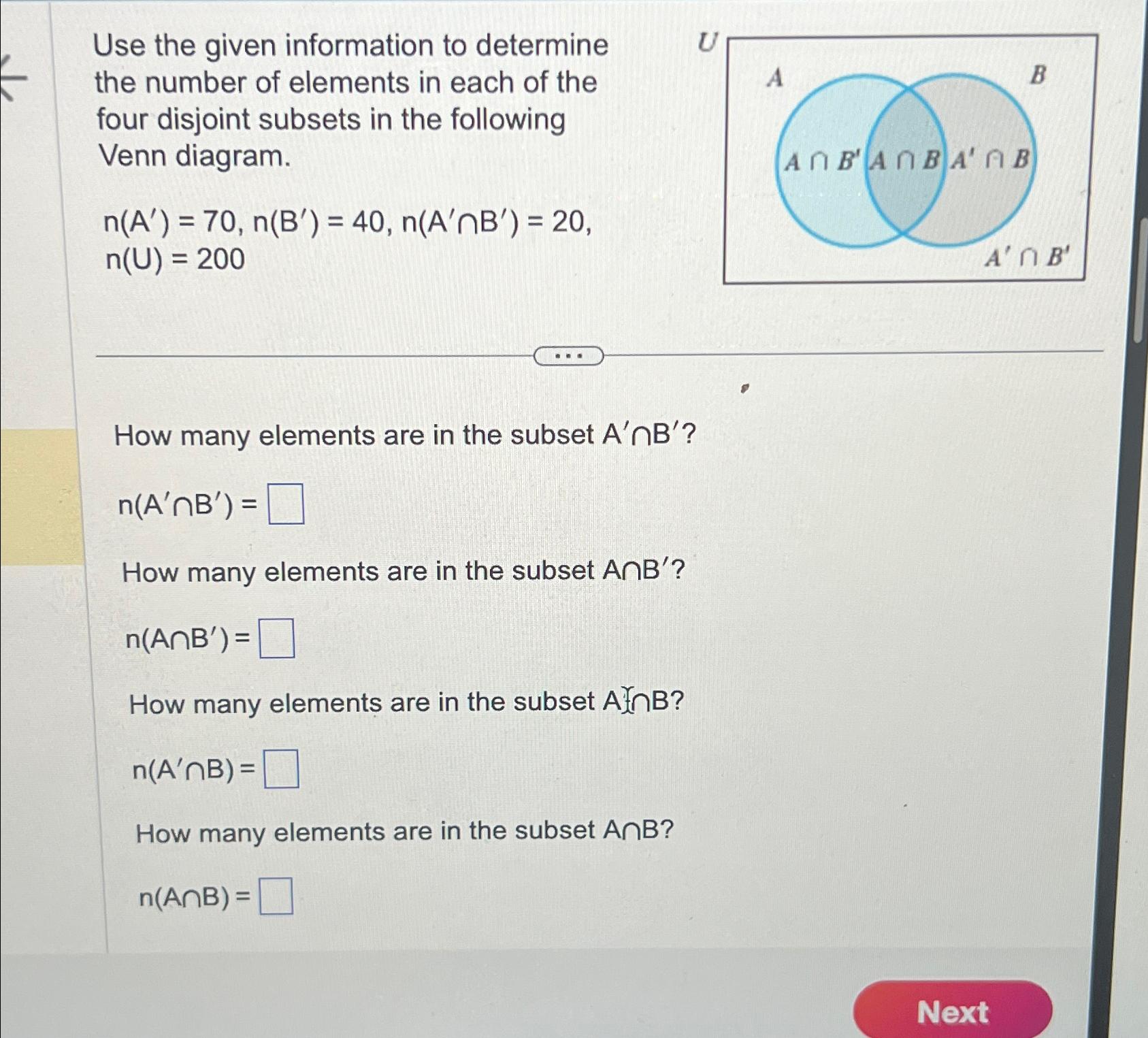 Solved Use the given information to determine the number of | Chegg.com