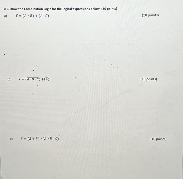 Solved Q1. Draw the Combination Logic for the logical | Chegg.com