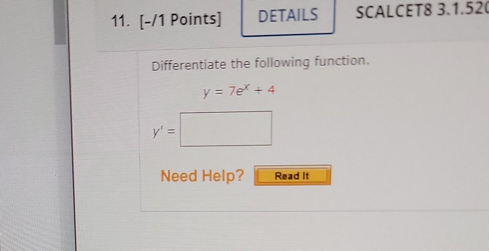 Solved Differentiate The Following Function Y7ex4 0347