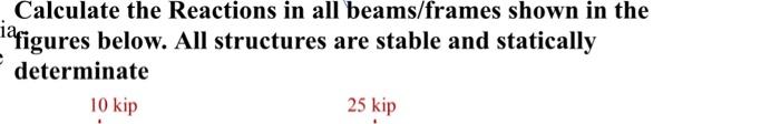 Solved Calculate the Reactions in all beams/frames shown in | Chegg.com