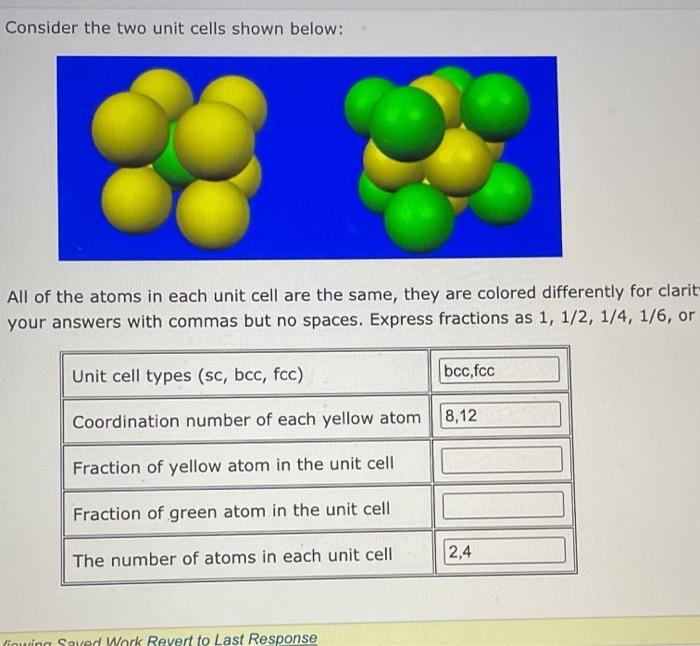 Solved Consider the two unit cells shown below: All of the | Chegg.com