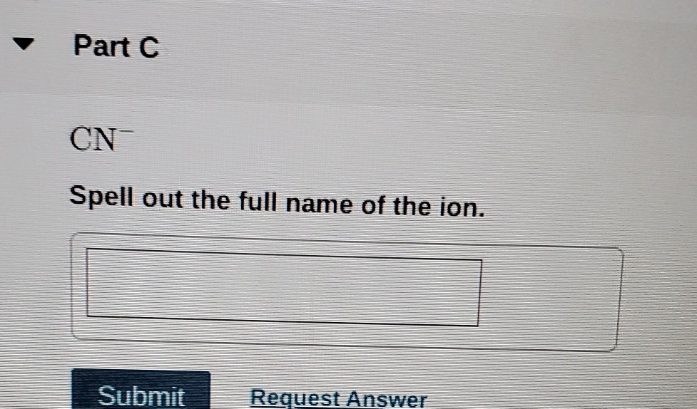 Solved Part A CH,02 Spell out the full name of the ion. | Chegg.com