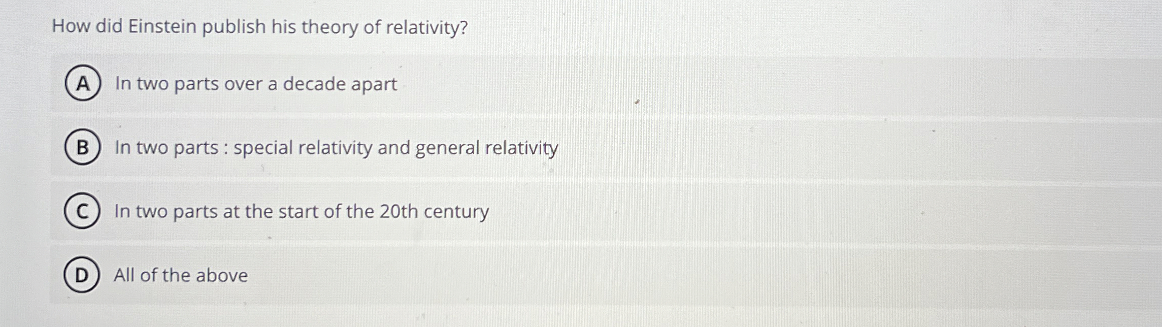 Solved How did Einstein publish his theory of relativity?In | Chegg.com