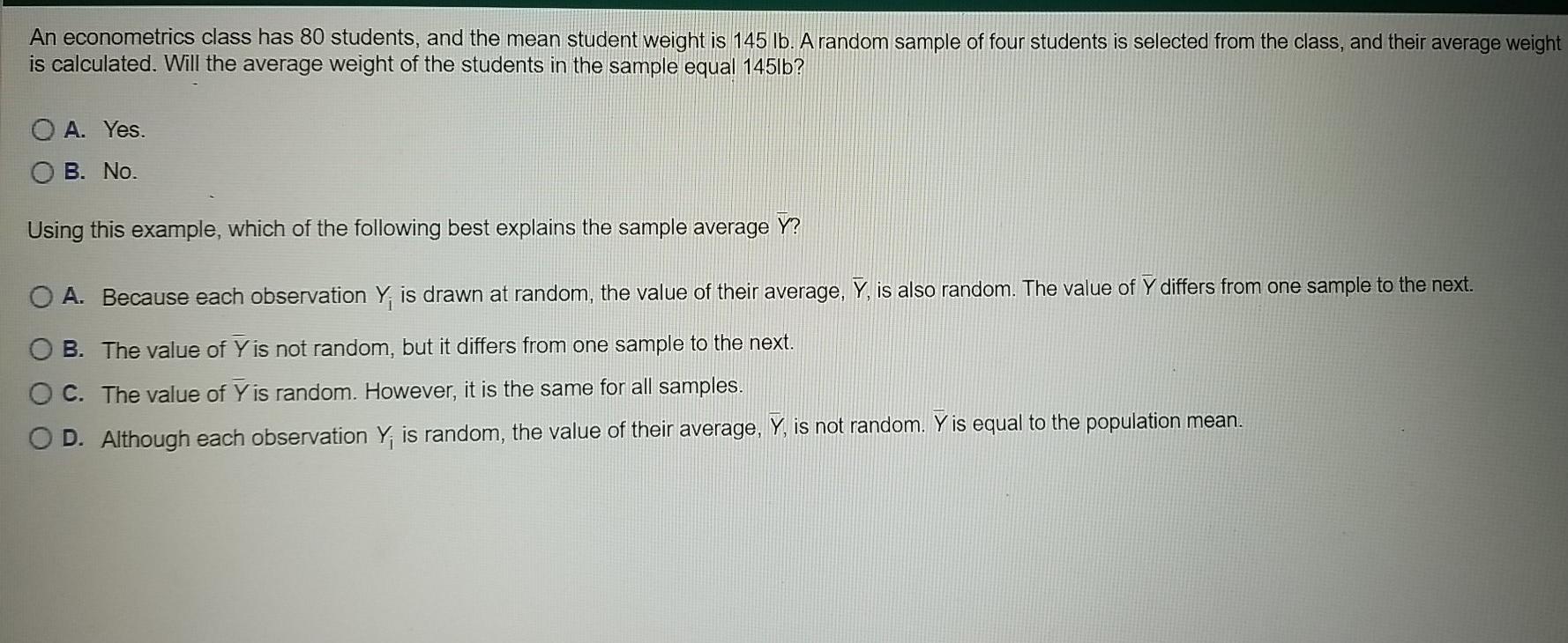 Solved An econometrics class has 80 students, and the mean | Chegg.com