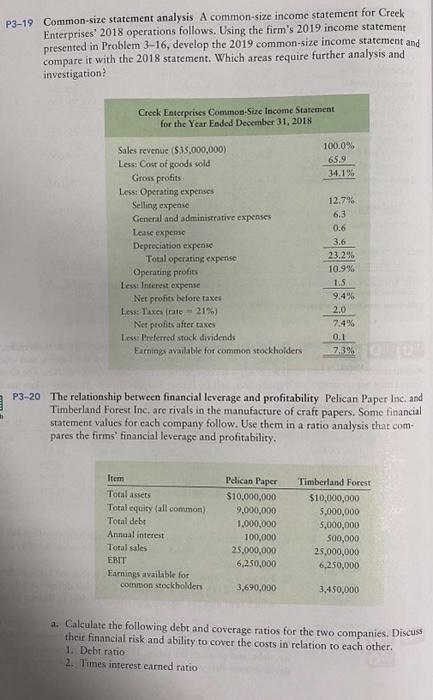 Solved P3-19 Common-size statement analysis A common-size | Chegg.com