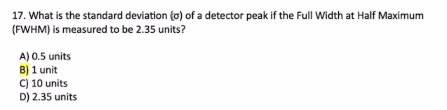 Solved What is the standard deviation (σ) ﻿of a detector | Chegg.com