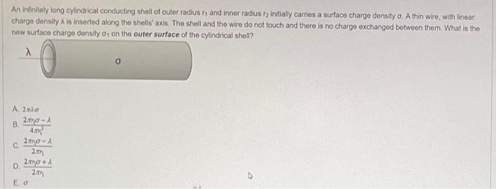 Solved An infinitely long cylindrical conducting shell of | Chegg.com
