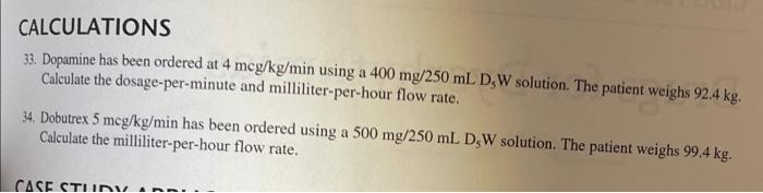 Solved CALCULATIONS 33. Dopamine has been ordered at | Chegg.com