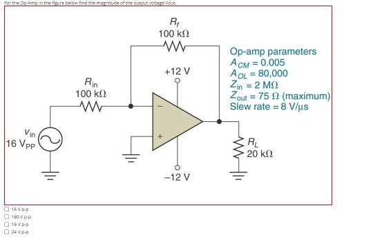 Solved When a given op-amp has a common-mode input of 10 V, | Chegg.com