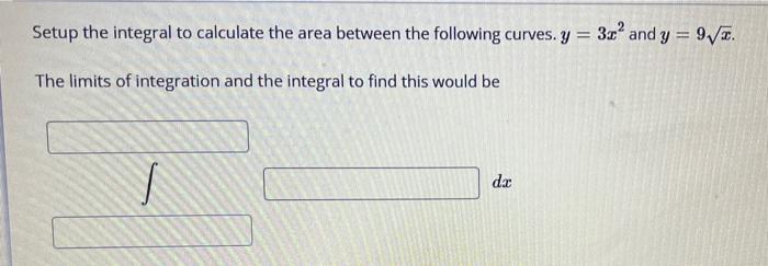 Solved Setup the integral to calculate the area between the | Chegg.com