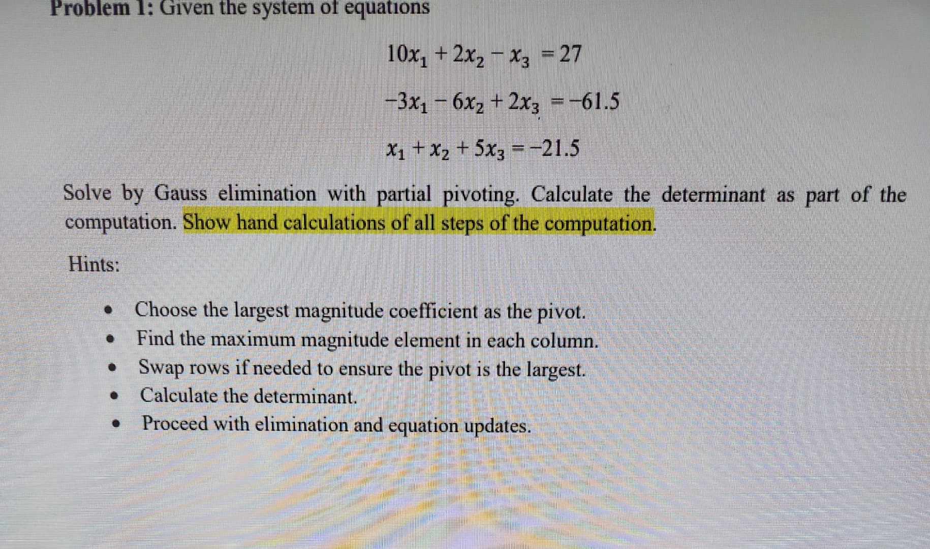 Solved Problem 1: Given the system of | Chegg.com