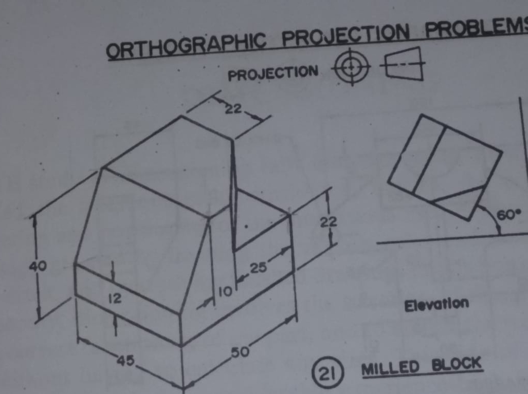 Solved ORTHOGRAPHIC PROJECTION PROBLEM:Third angle | Chegg.com