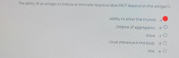 Solved The ability of an antigen to induce an immune | Chegg.com