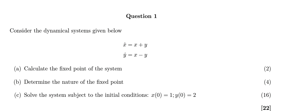 Solved Question 1Consider the dynamical systems given | Chegg.com