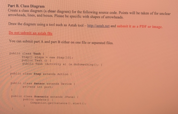 Solved Part B Class Diagram Create A Class Diagram A Clear