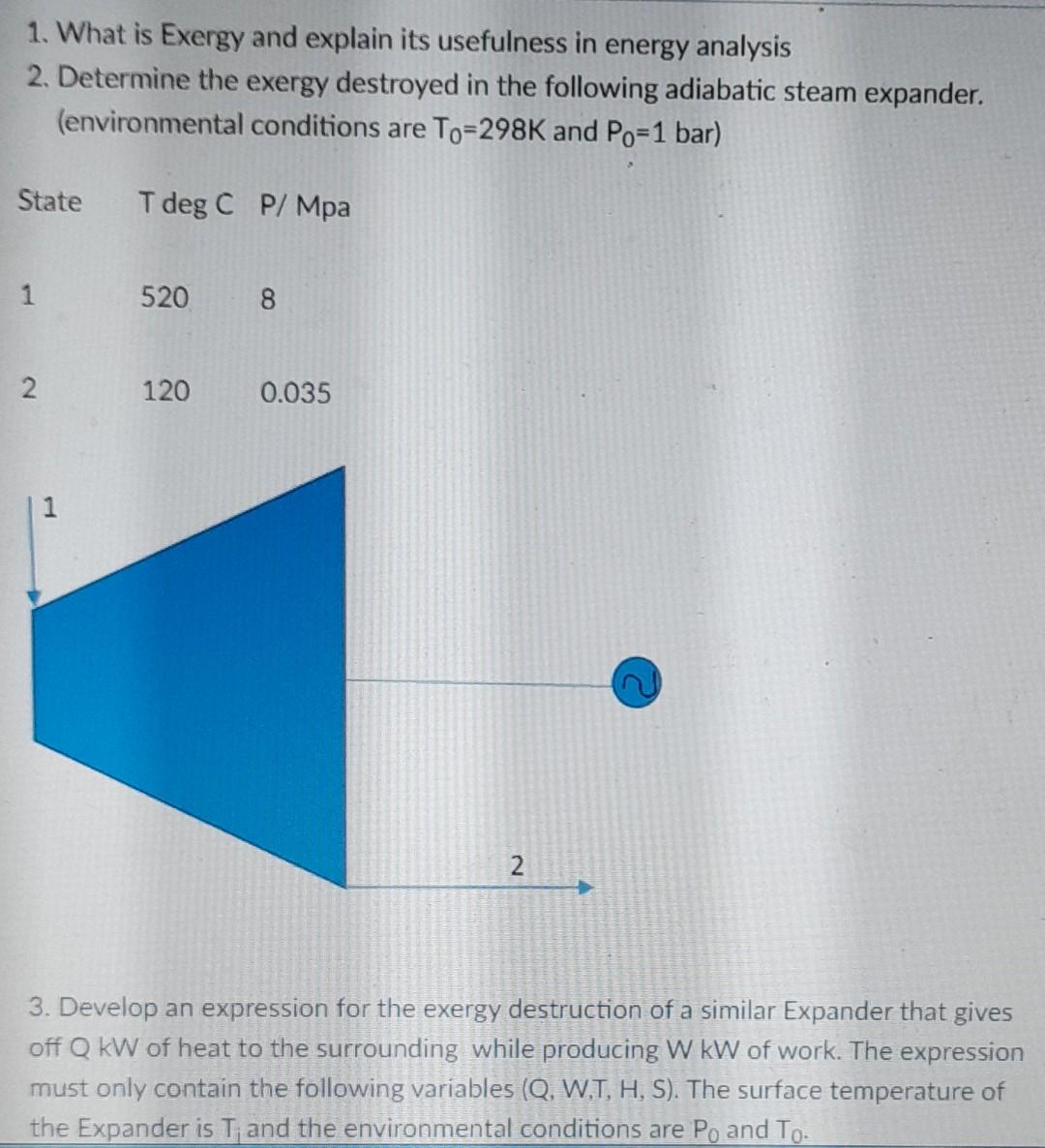 Solved 1. What is Exergy and explain its usefulness in | Chegg.com
