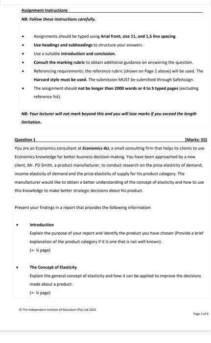 Assignment Instructions NB: Follow these instructions | Chegg.com