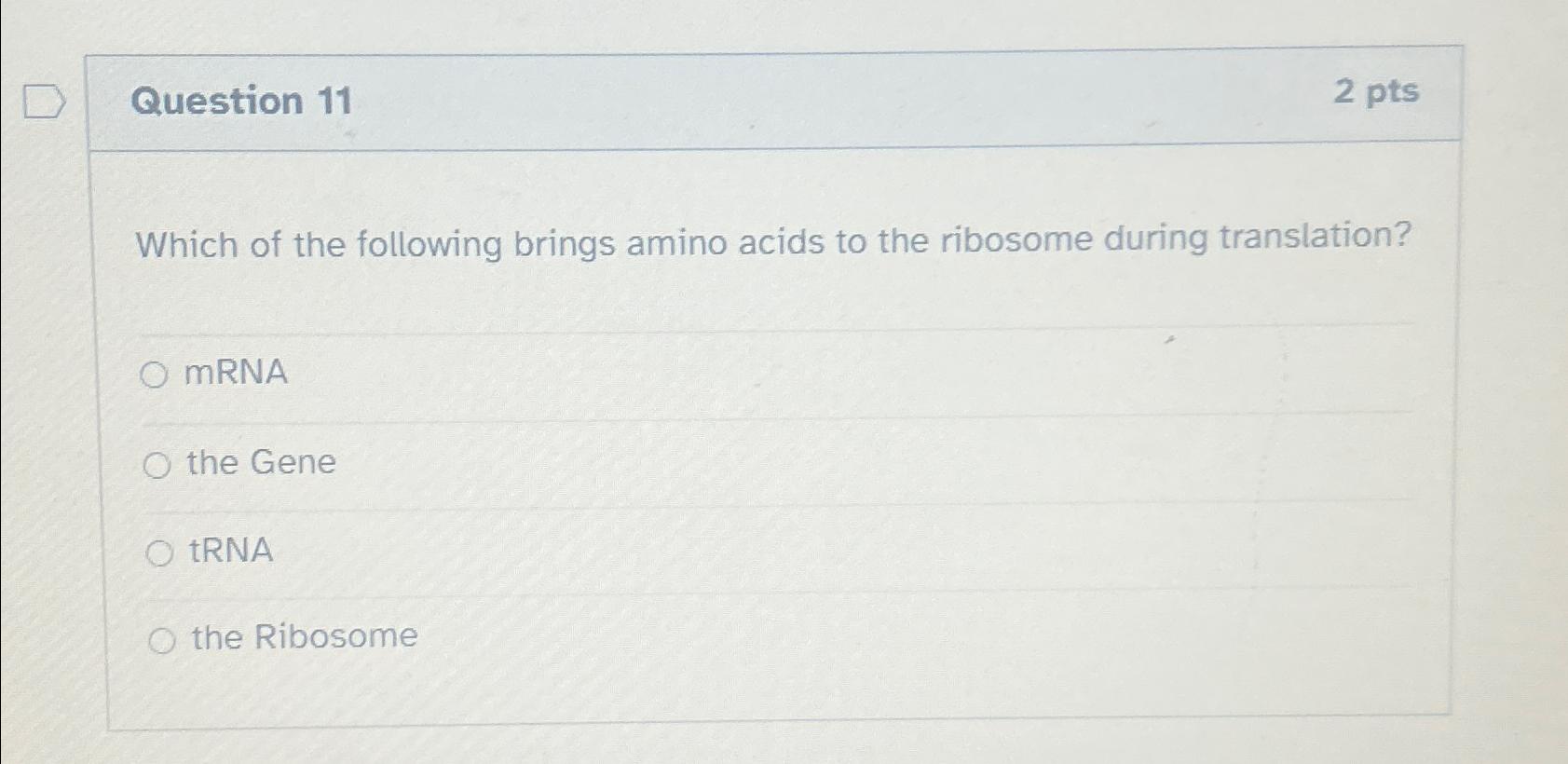 Solved Question 112 ﻿ptsWhich of the following brings amino | Chegg.com