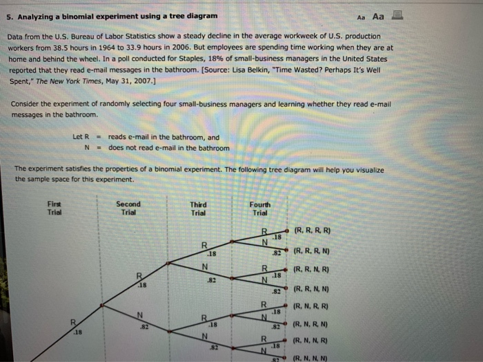 Solved 5. Analyzing a binomial experiment using a tree | Chegg.com