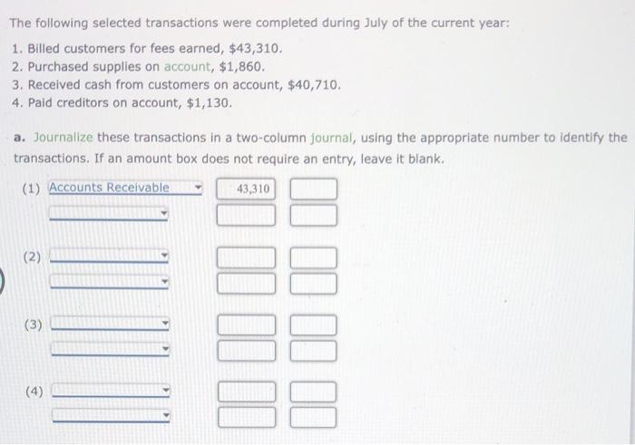 Solved The following selected transactions were completed | Chegg.com