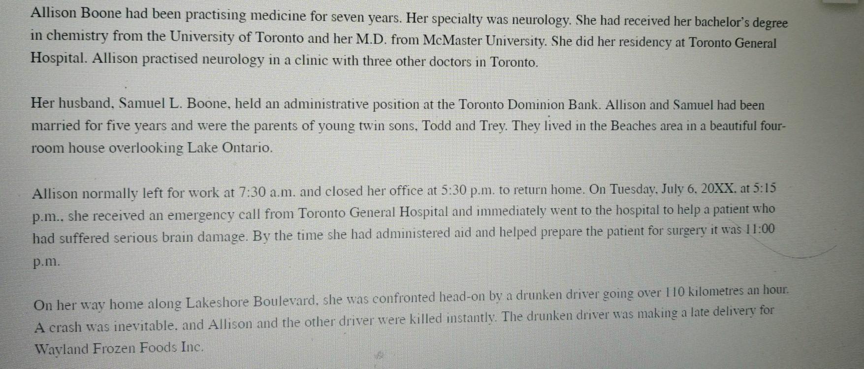 Solved Allison Boone had been practising medicine for seven | Chegg.com