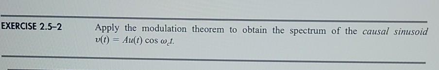 Solved EXERCISE 2.5-2 Apply the modulation theorem to obtain | Chegg.com