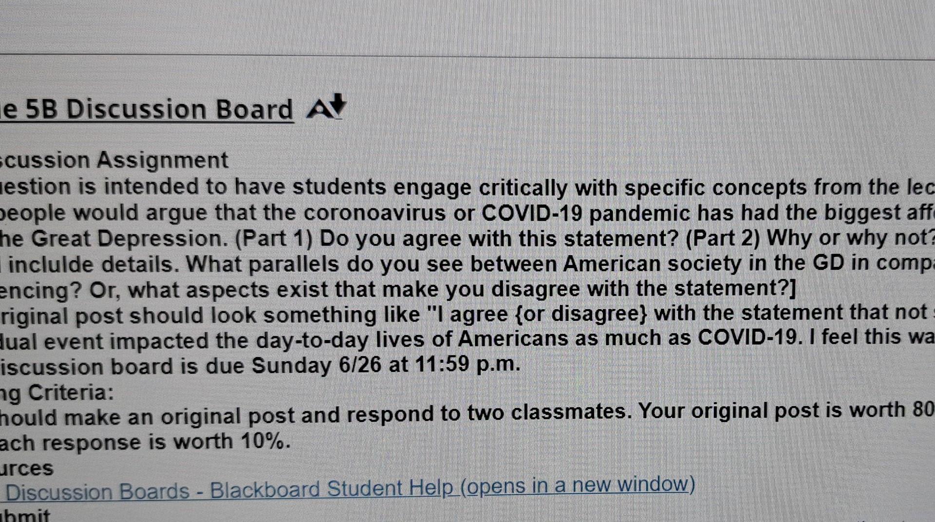 Solved e 5B Discussion Board A scussion Assignment estion is | Chegg.com