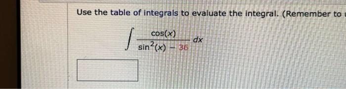 Solved Use the table of integrals to evaluate the integral. | Chegg.com