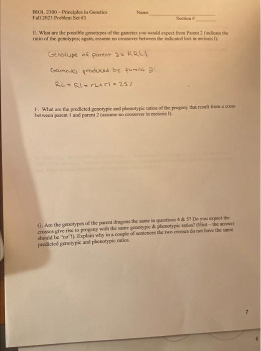 BIOL 2300 - Principles in Genetics Fall 2023 Problem | Chegg.com