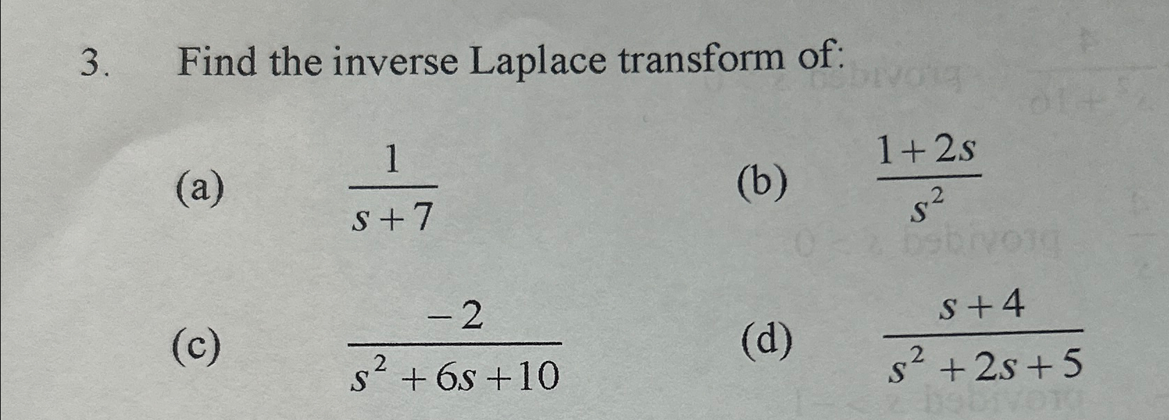 Solved Find the inverse Laplace transform | Chegg.com