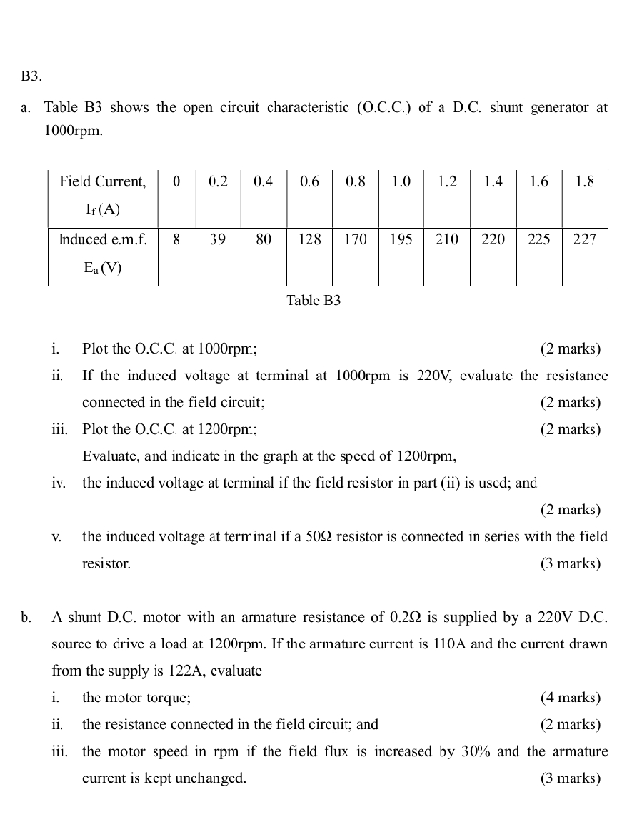 Solved B3.a. ﻿Table B3 ﻿shows the open circuit | Chegg.com