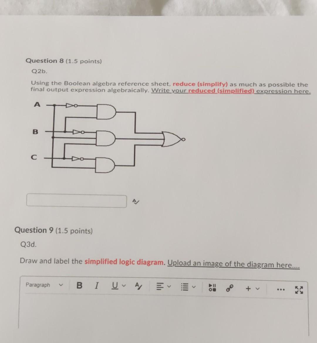 Solved Question 8 (1.5 points) Q2b. Using the Boolean | Chegg.com