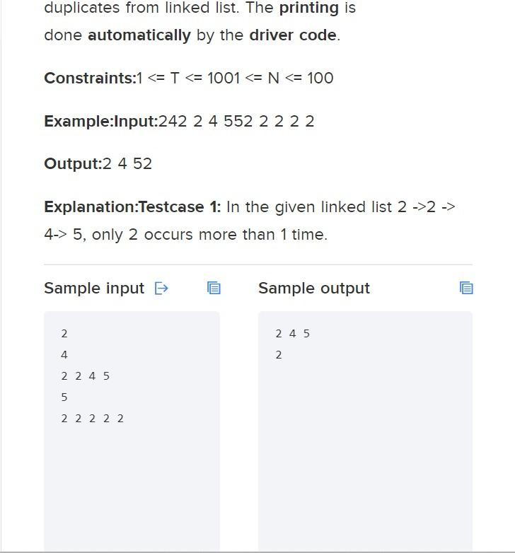 Solved Hate Duplicates Given A Singly Linked List 